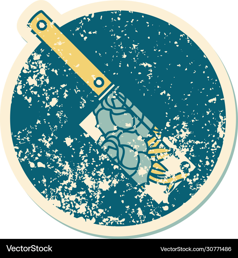Distressed sticker tattoo style icon a cleaver Vector Image