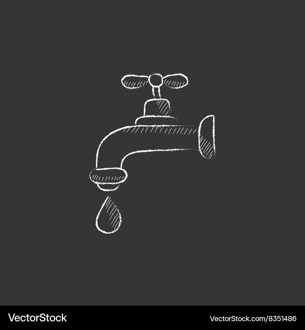 Dripping tap with drop drawn in chalk icon Vector Image