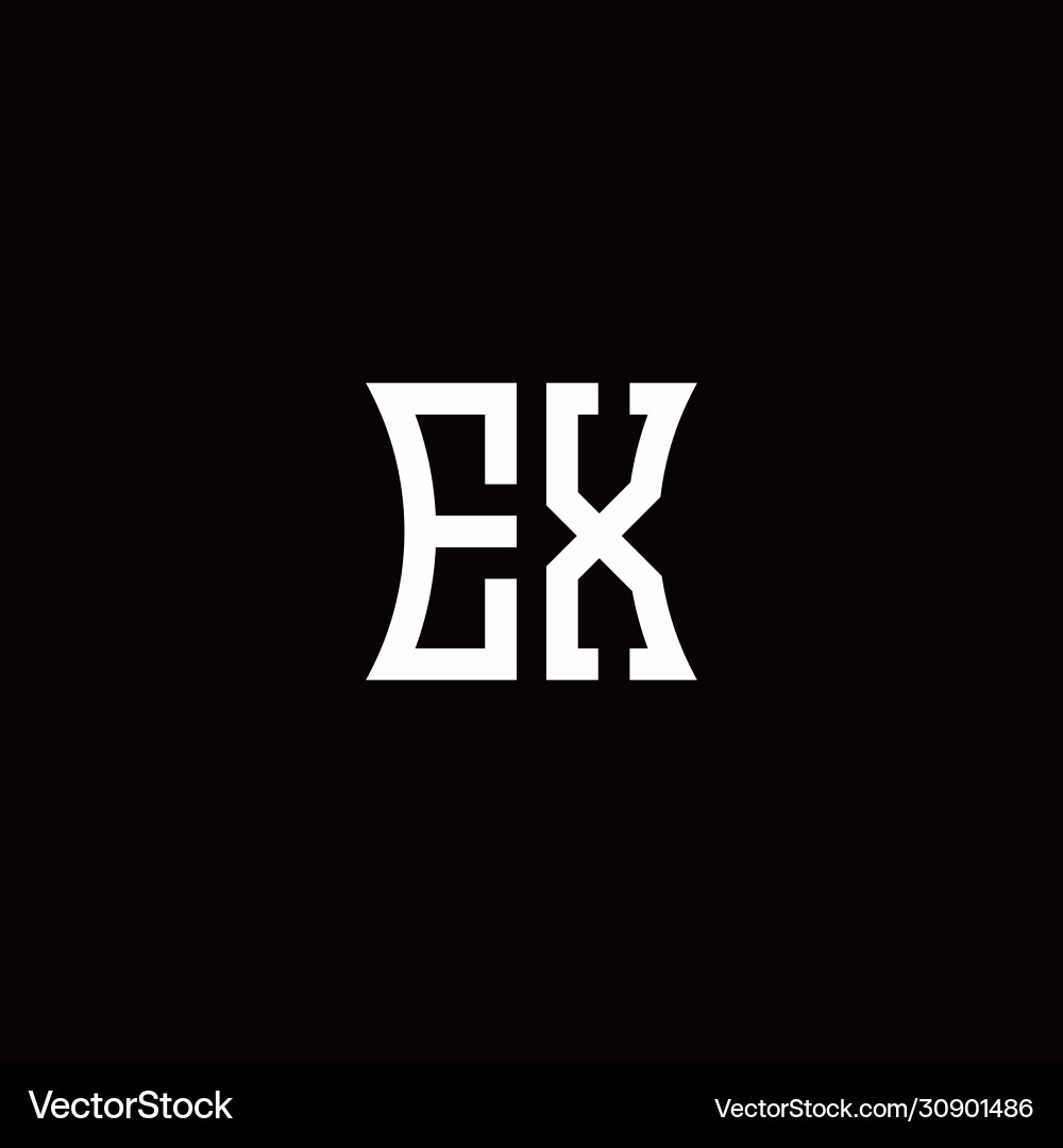 Ex monogram logo letter with curved side style Vector Image