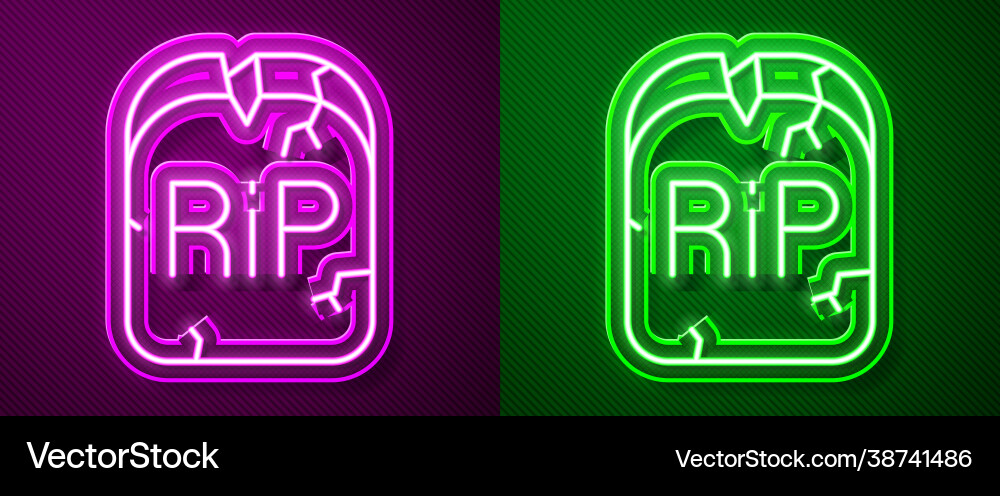 Glowing neon line tombstone with rip written Vector Image