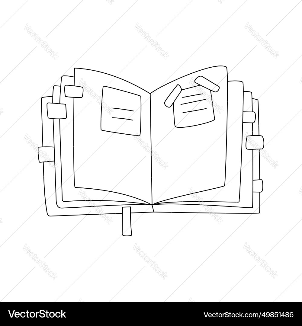 Hand drawn open diary for memo notes planning Vector Image
