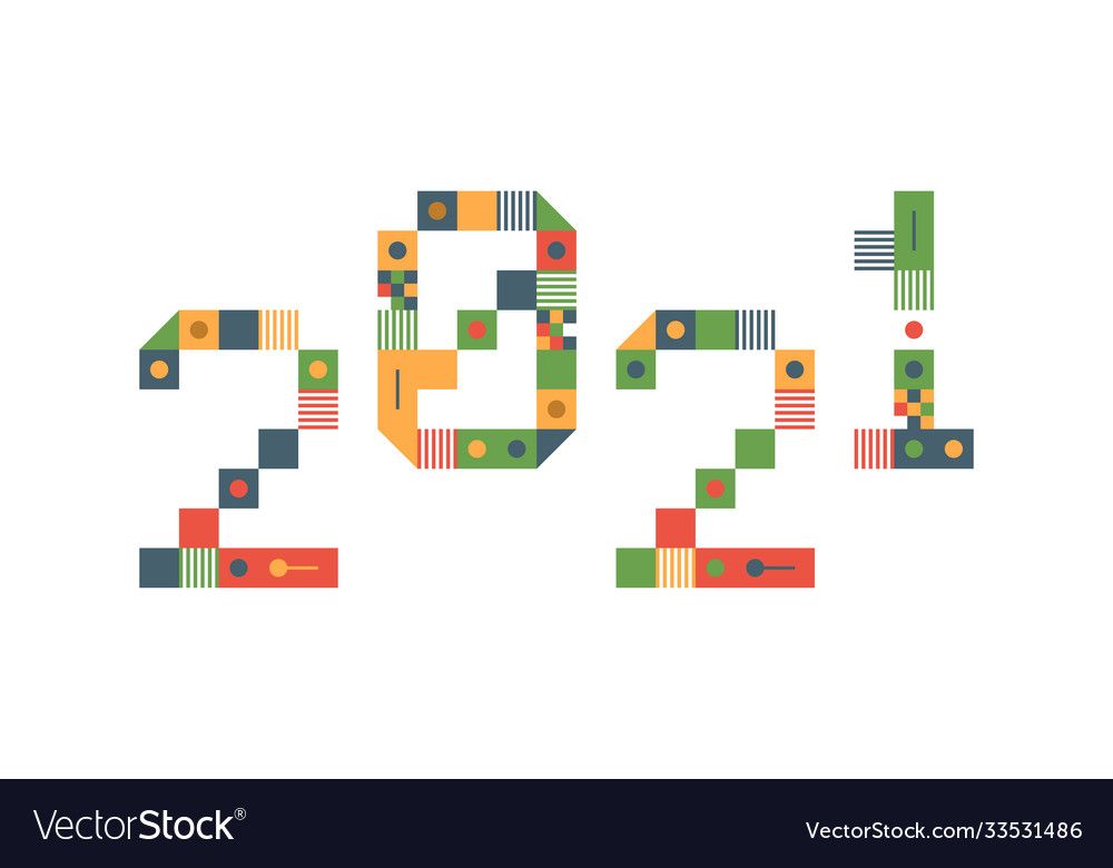 Happy new year 2021 pixel art typography holidays Vector Image