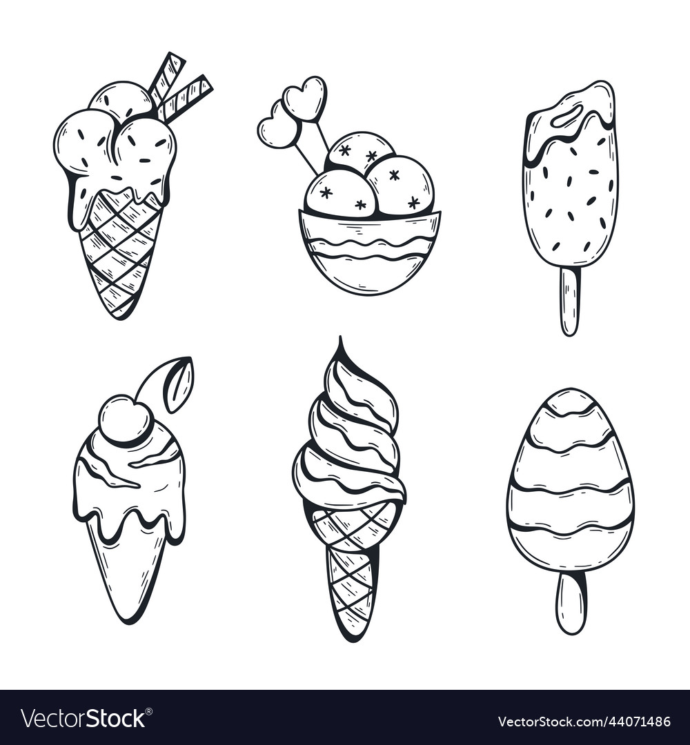 Ice Cream Sketch Set Royalty Free Vector Image