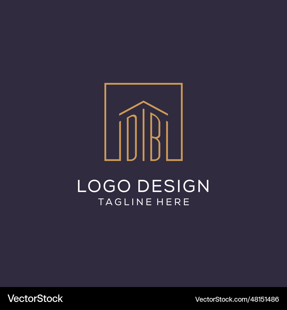 Initial db logo with square lines luxury and Vector Image