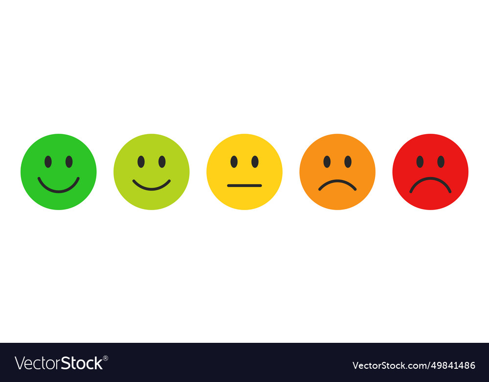 Rating emojis set in different colors Royalty Free Vector