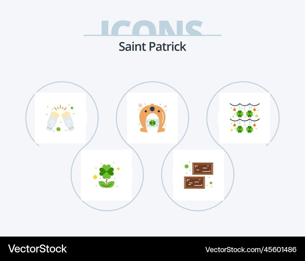 Saint patrick flat icon pack 5 icon design Vector Image