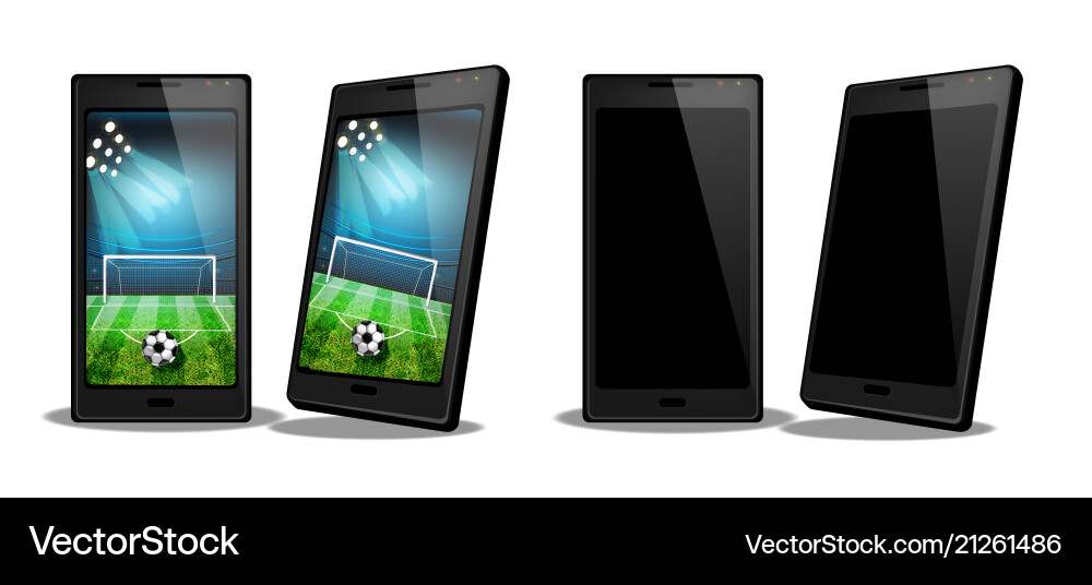 Smartphone with football score on screen Vector Image