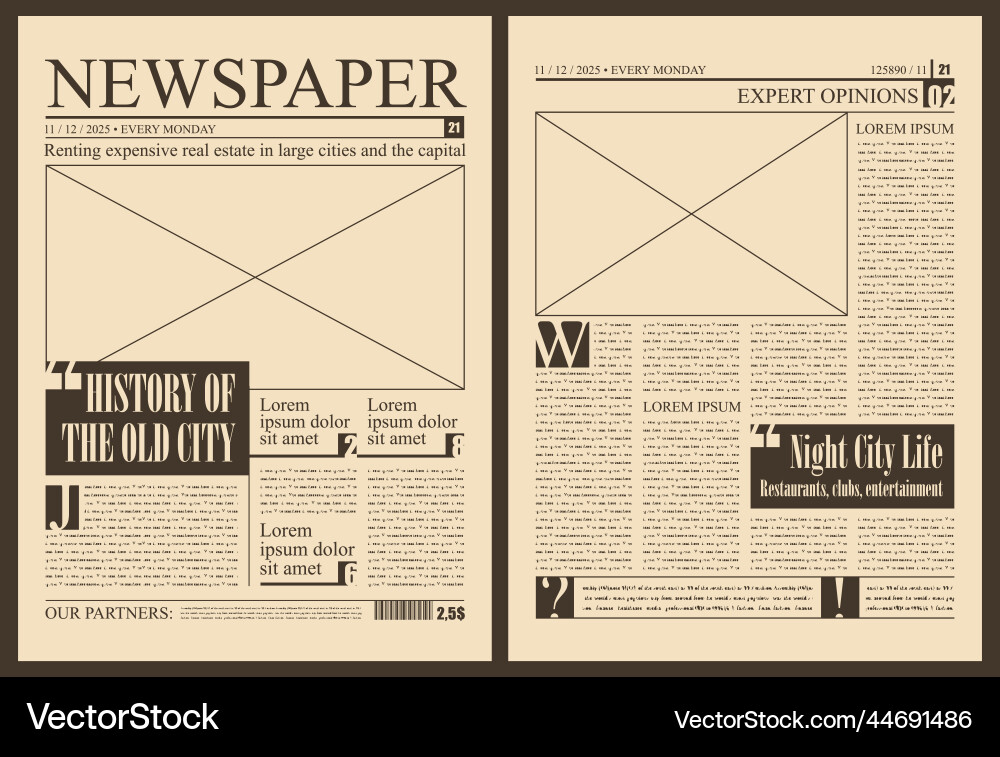 Template for the layout of newspaper Royalty Free Vector