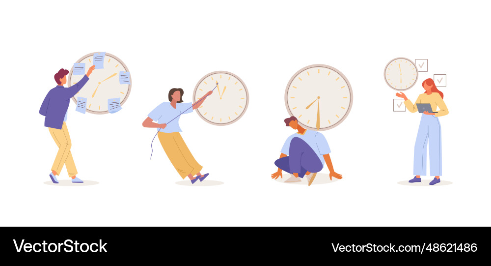 Time management people cartoon flat minimalistic Vector Image