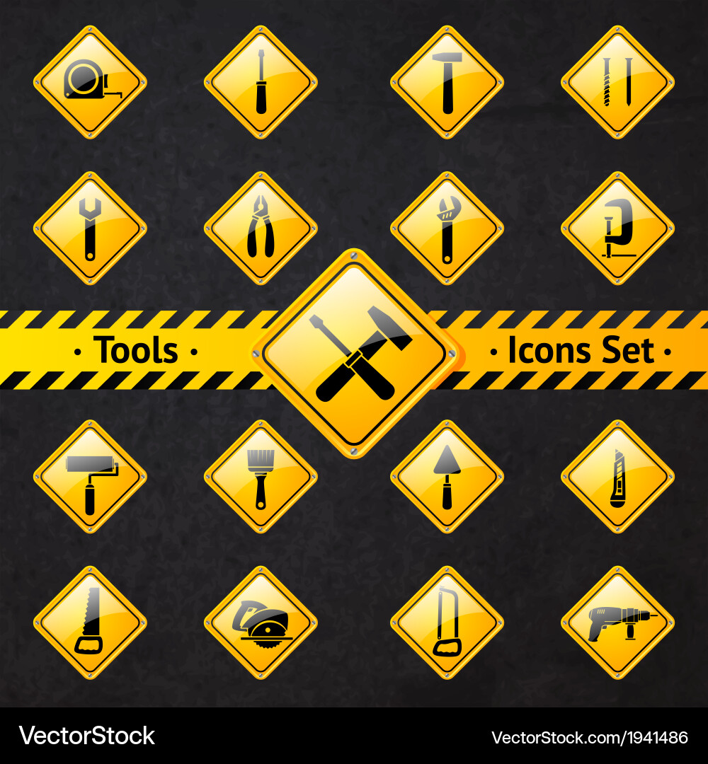 Toolbox attention yellow and black signs Vector Image