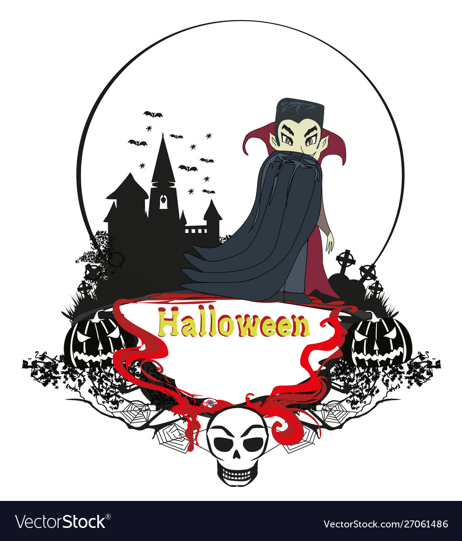 Vampire night halloween card Royalty Free Vector Image