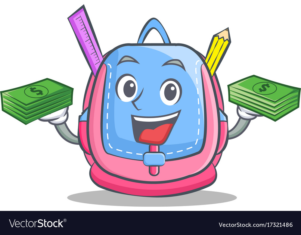 With money school bag character cartoon Royalty Free Vector