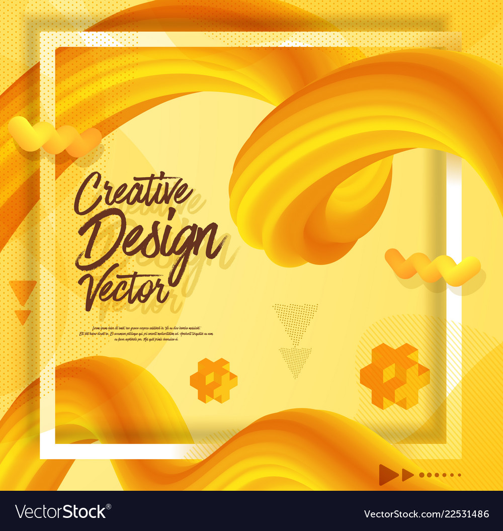 Yellow Liquid Abstract Poster Design 3d Style Vector Image