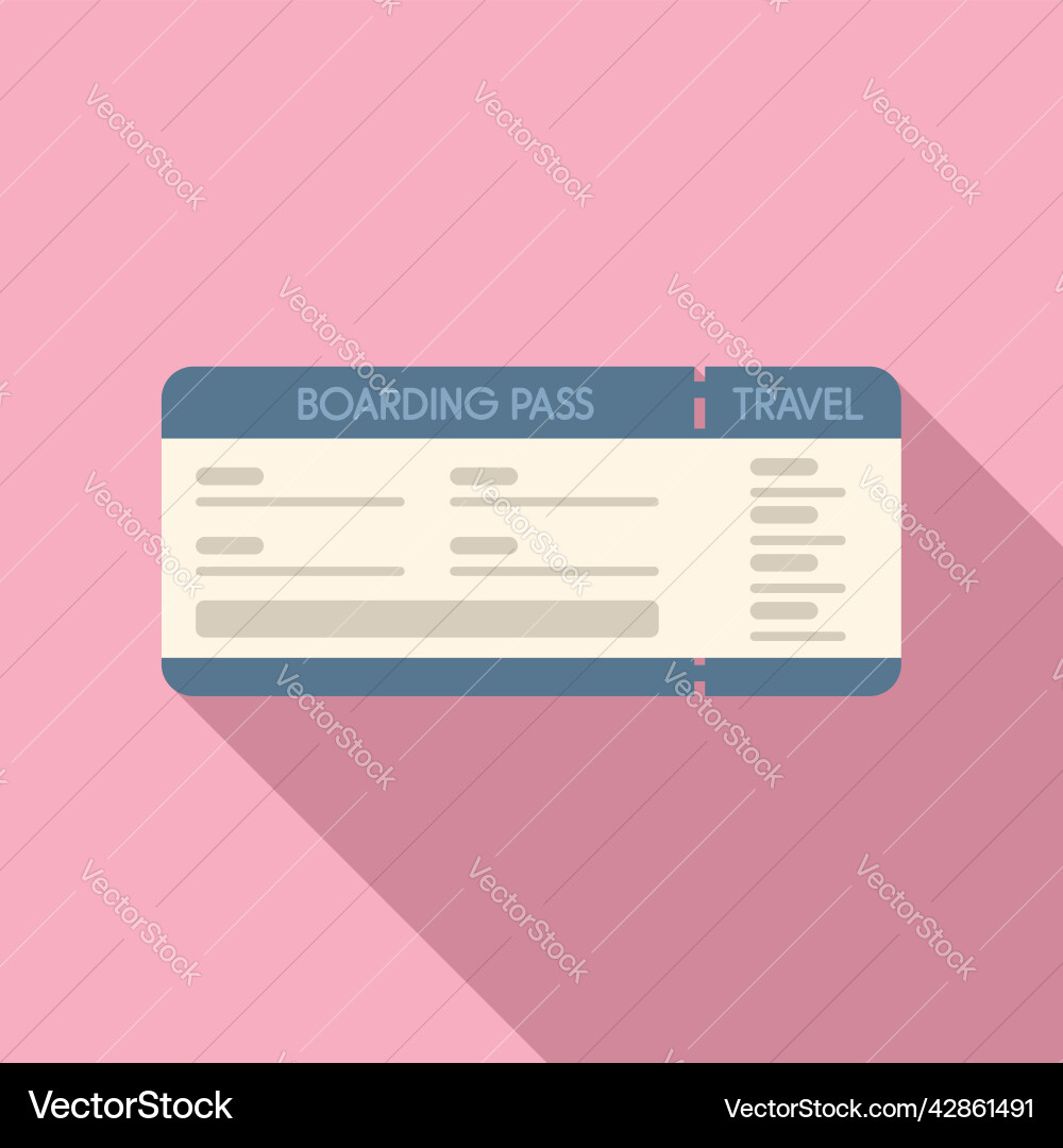 Airport pass icon flat airline ticket Royalty Free Vector