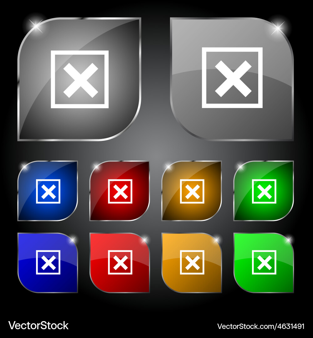 Cancel icon sign set ten colorful buttons Vector Image