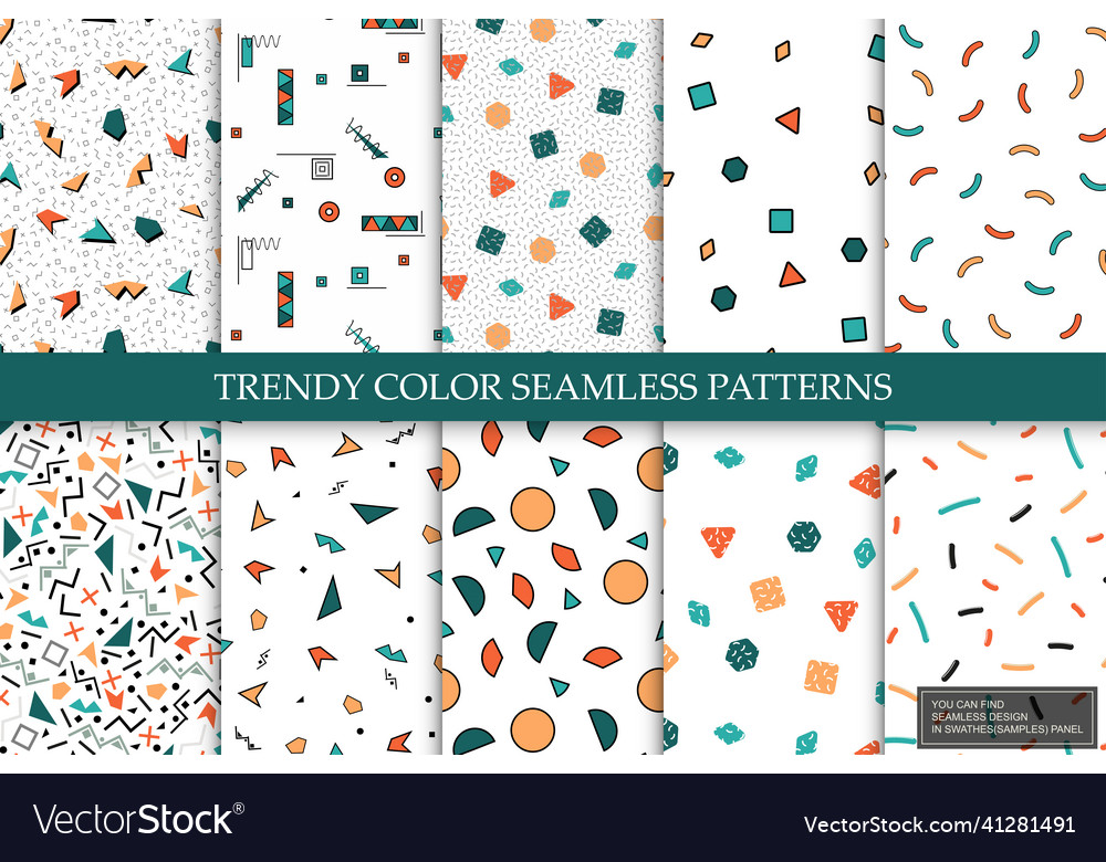 Collection of color seamless patterns Royalty Free Vector
