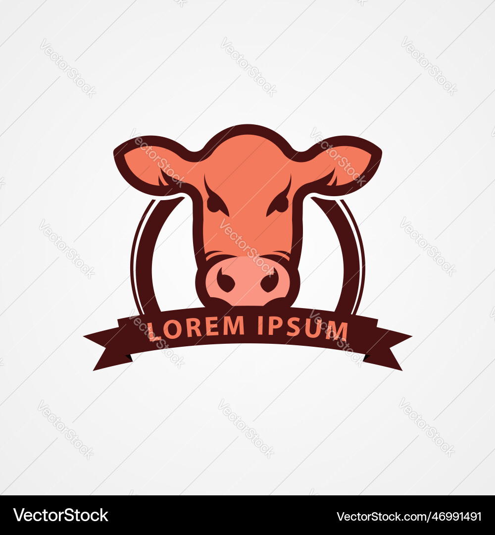 Cow head with ribbon for your text Royalty Free Vector Image