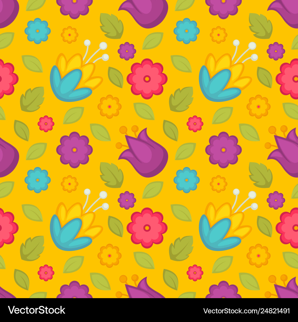 Easter holiday spring flowers tulips seamless Vector Image