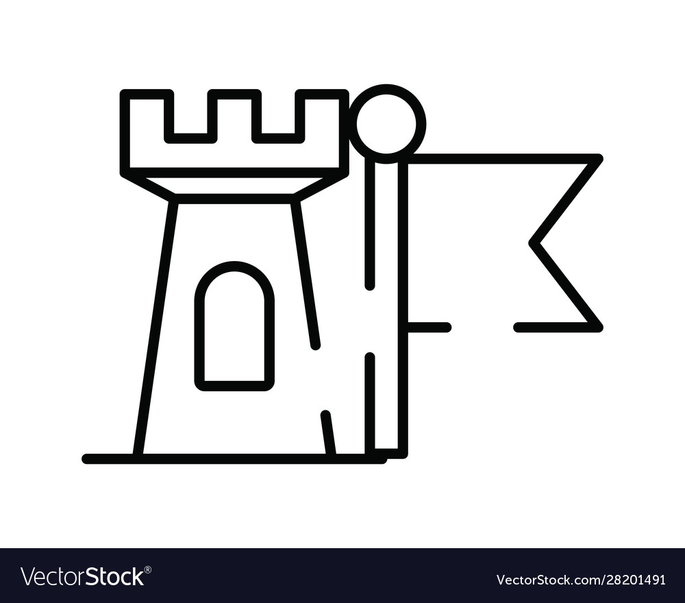 Flag guide position with tower Royalty Free Vector Image