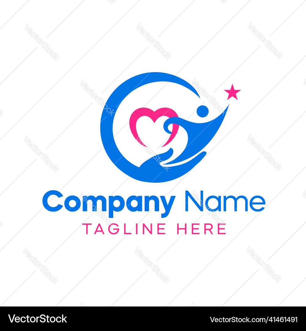Human rising care logo design Royalty Free Vector Image