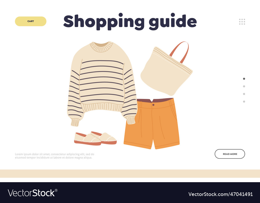 Landing page design template with shopping guide Vector Image