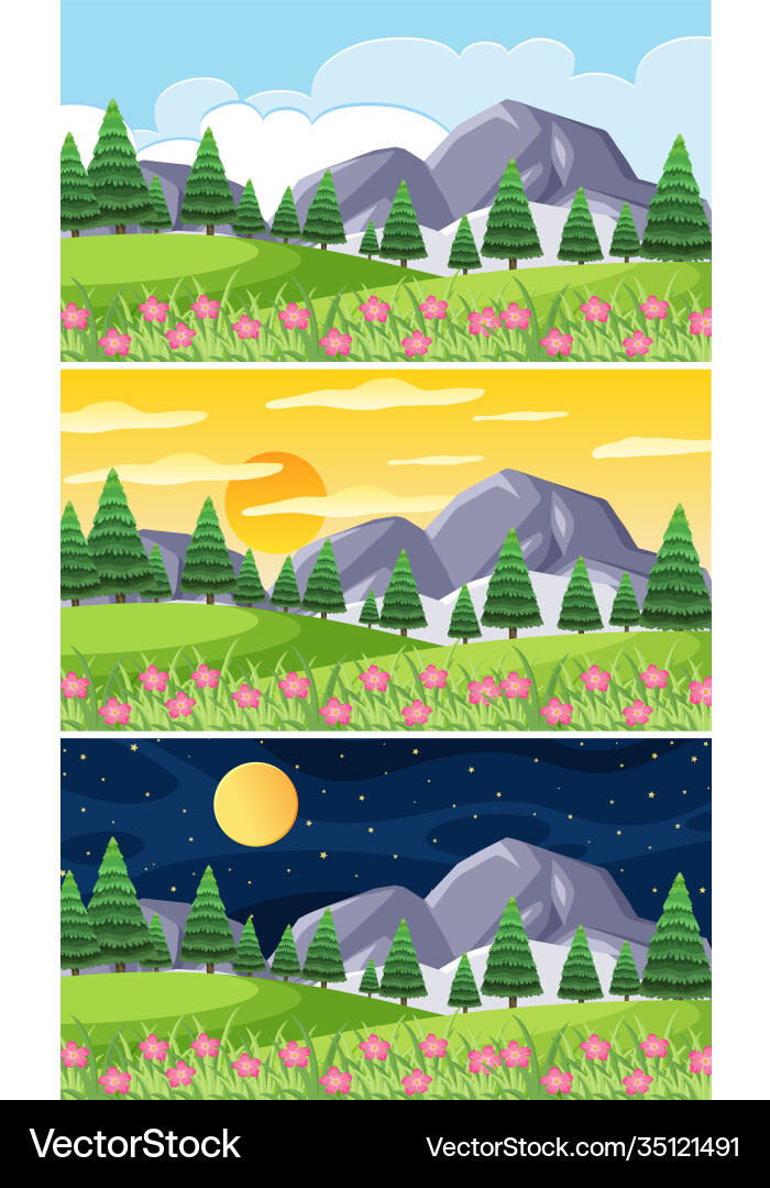 Nature landscape scene at different times day Vector Image