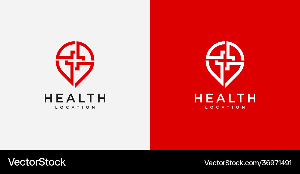 Pin health with plus logo design Royalty Free Vector Image