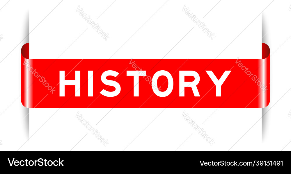 Red color inserted label banner with word history Vector Image