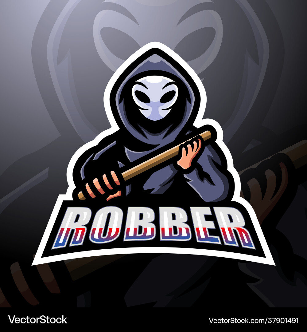 Robber mascot esport logo design Royalty Free Vector Image