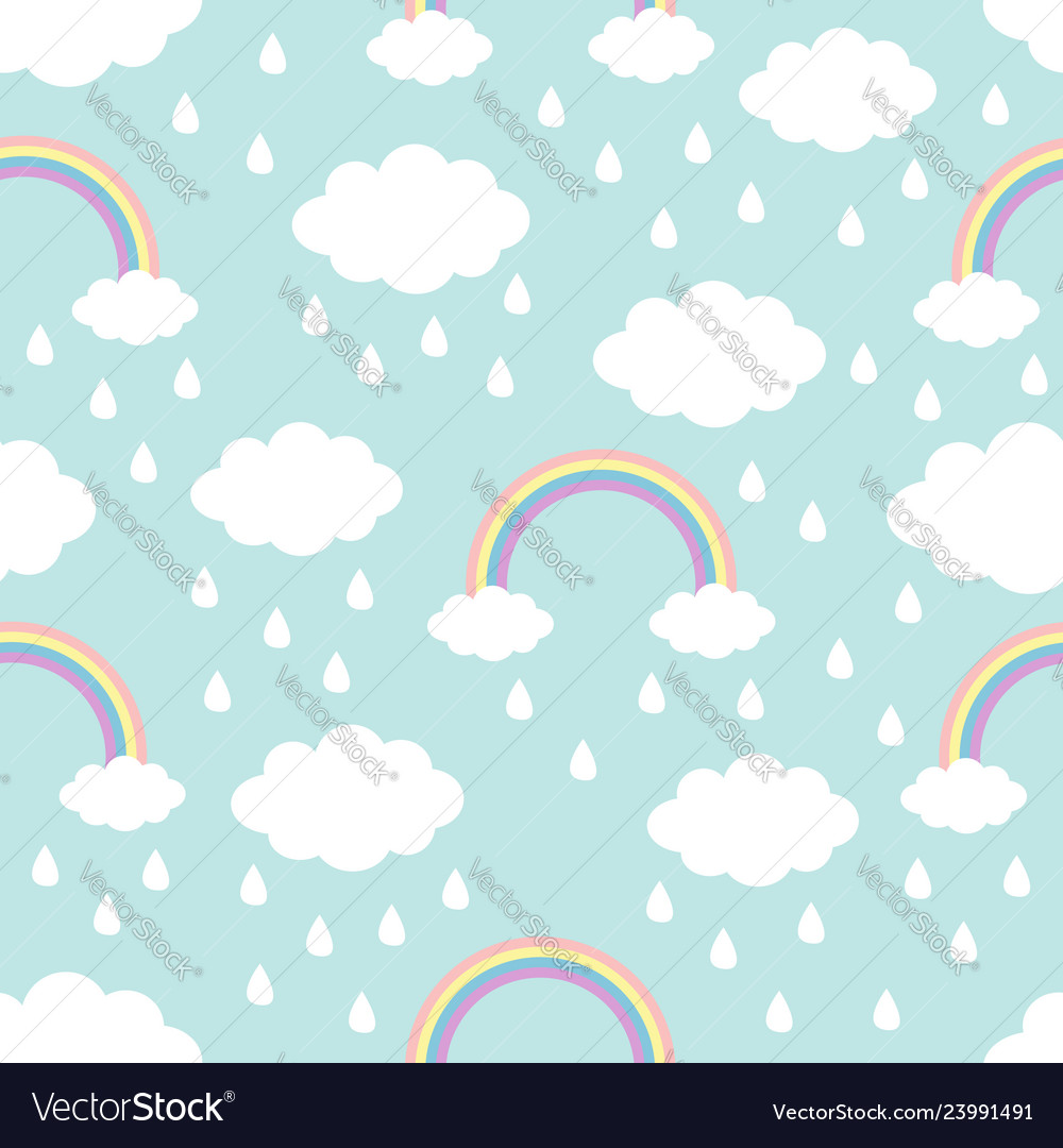 Seamless pattern cloud rainbow rain drop Vector Image