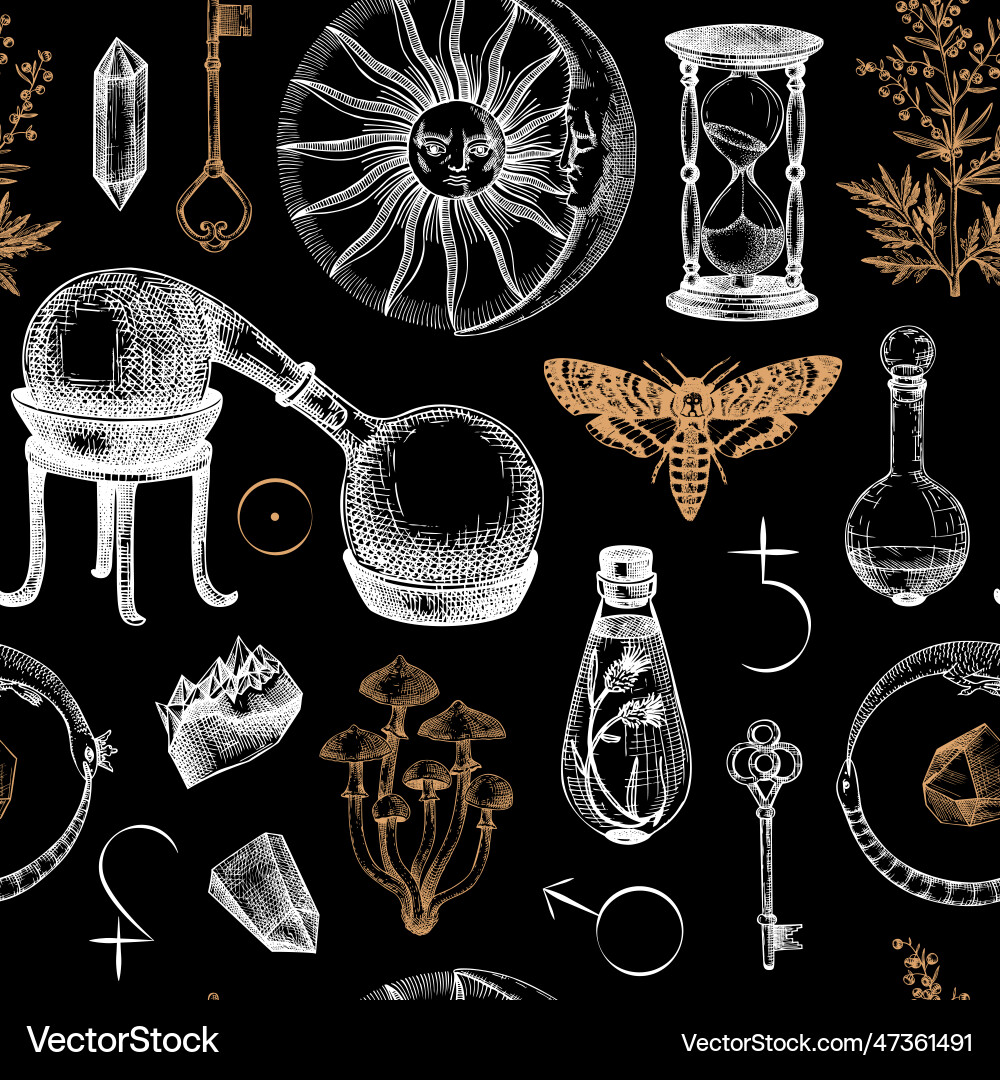 Vintage alchemical background popular esoteric Vector Image