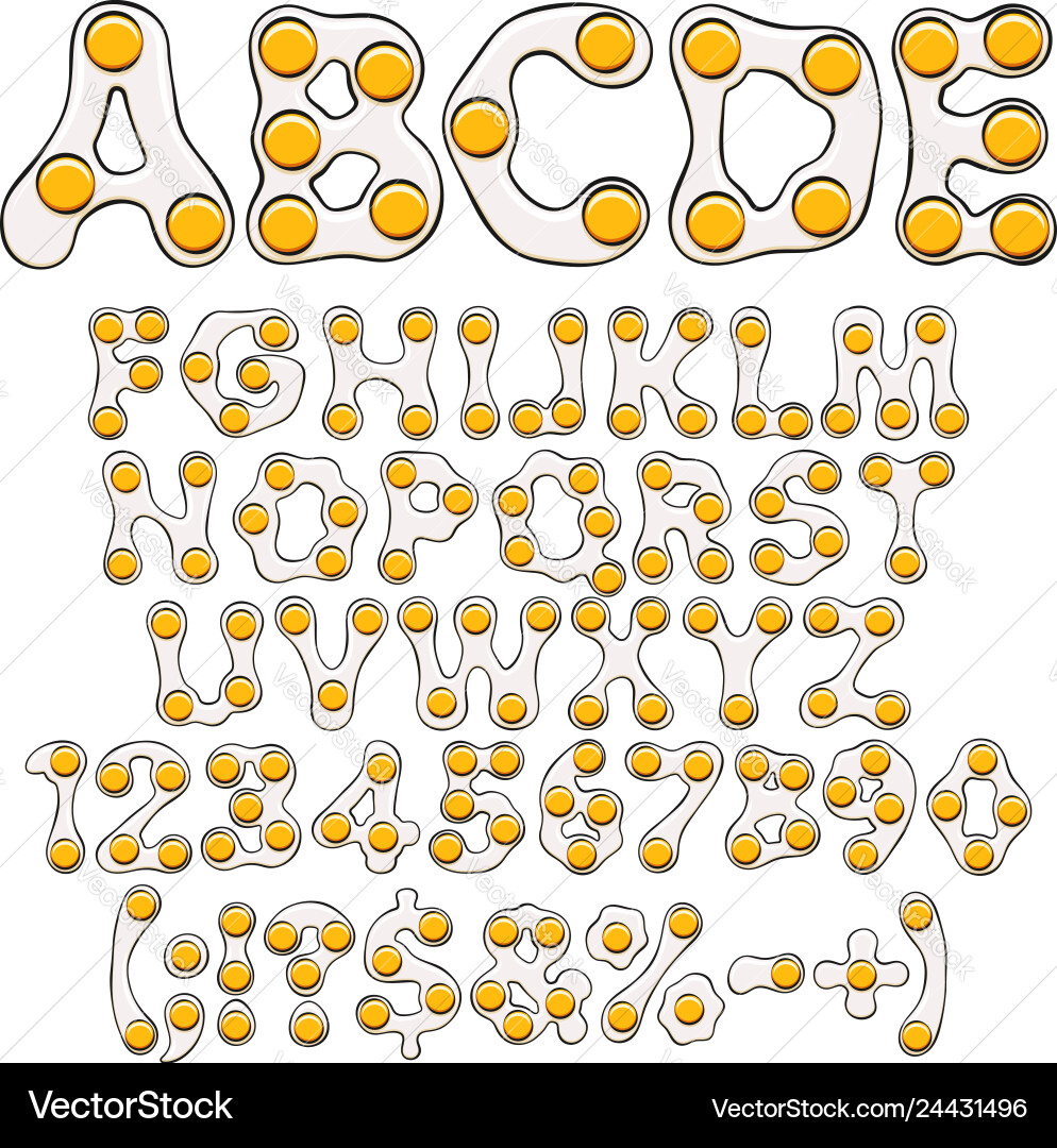 Alphabet letters numbers of eggs scrambled Vector Image