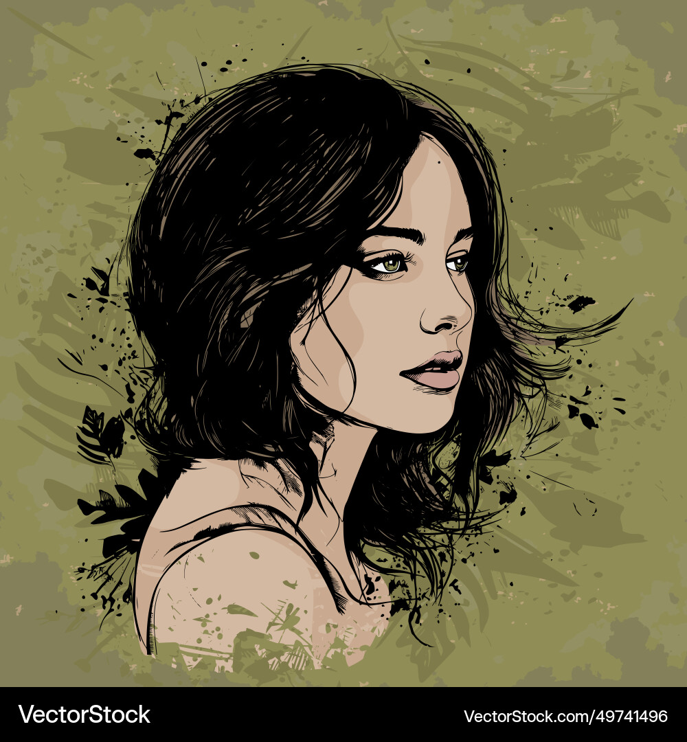 Color female portrait Royalty Free Vector Image