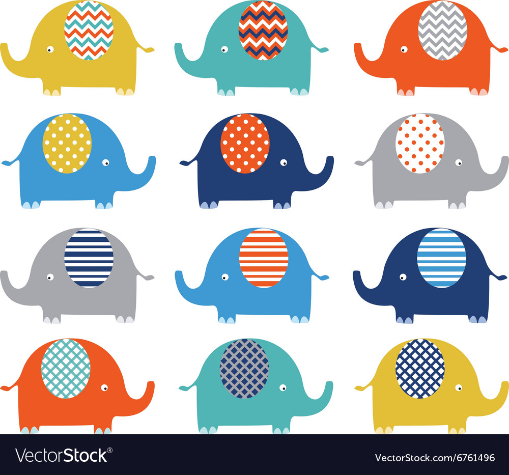 Colorful Elephants Clipart