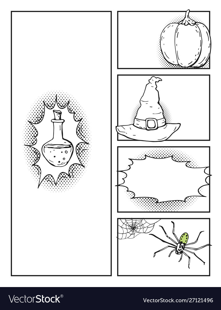Comic blank layout template halloween background Vector Image