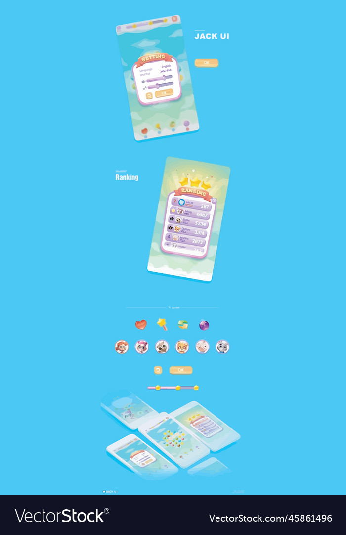 Complete Set Of Level Button Game Ui Pop Up Icon Vector Image