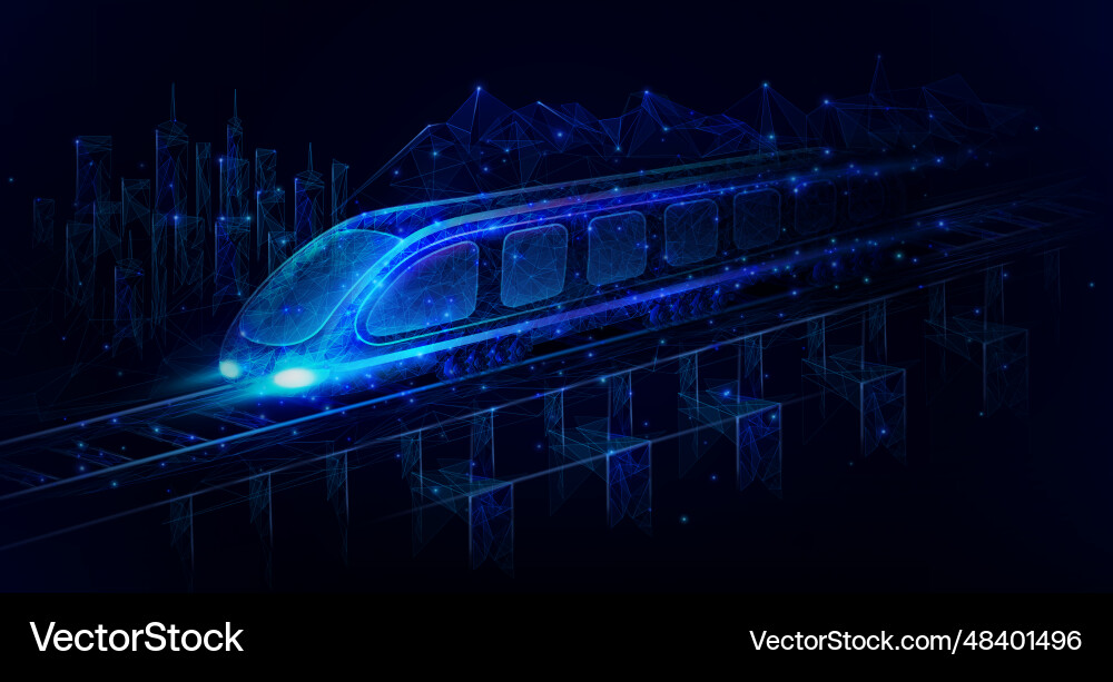 Digital train motion speed railway locomotive Vector Image