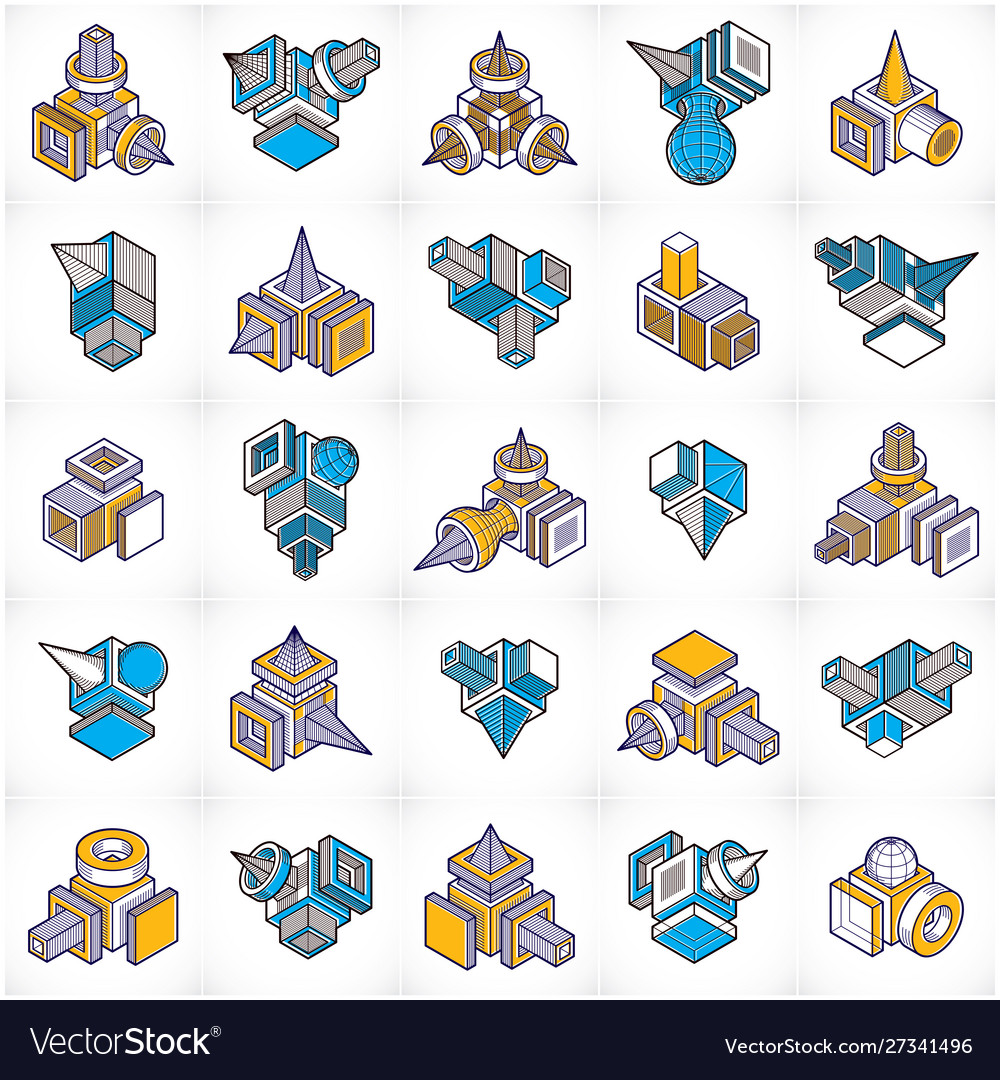 Engineering abstract shape set Royalty Free Vector Image
