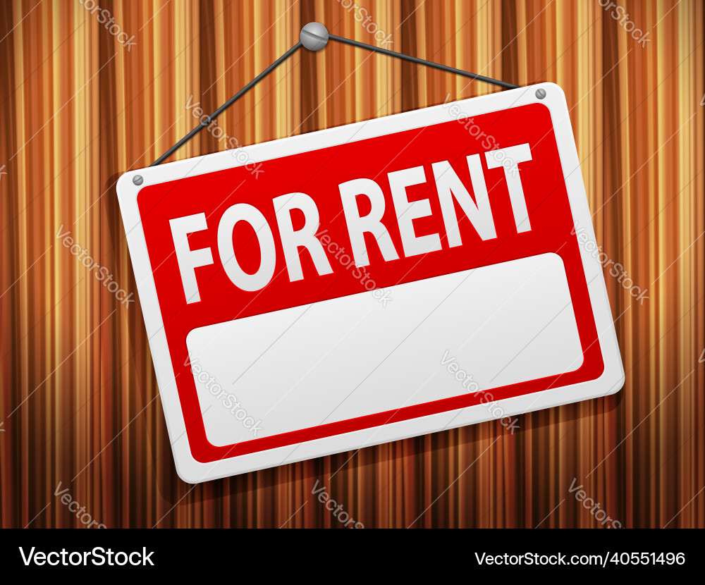 For rent sign board on wood Royalty Free Vector Image