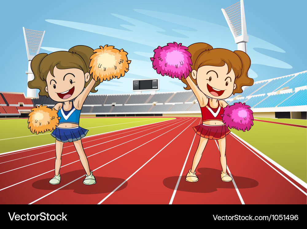 Girls and race track Royalty Free Vector Image