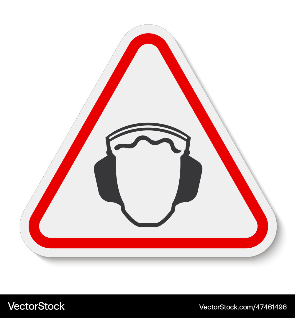Hearing protection symbol floor sign Royalty Free Vector