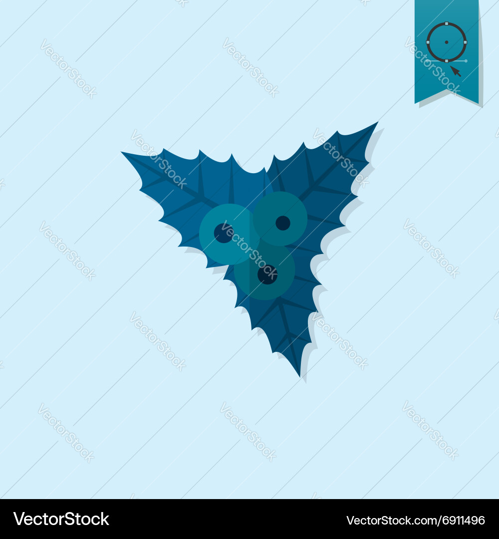 Holly berry monochrome color Royalty Free Vector Image