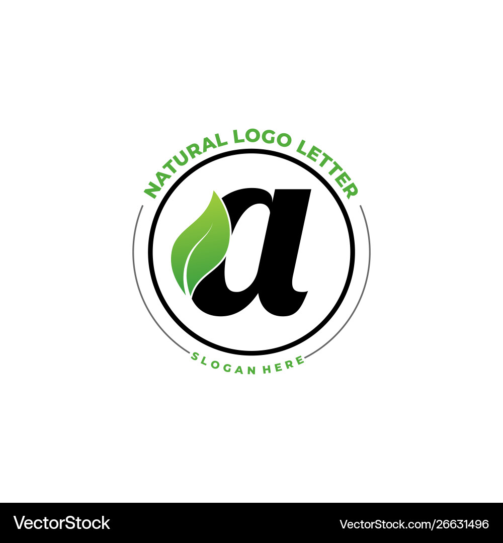 Letter a with leaf logo green leaf logo icon Vector Image