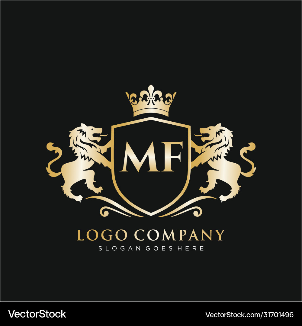 Mf letter initial with lion royal logo template Vector Image