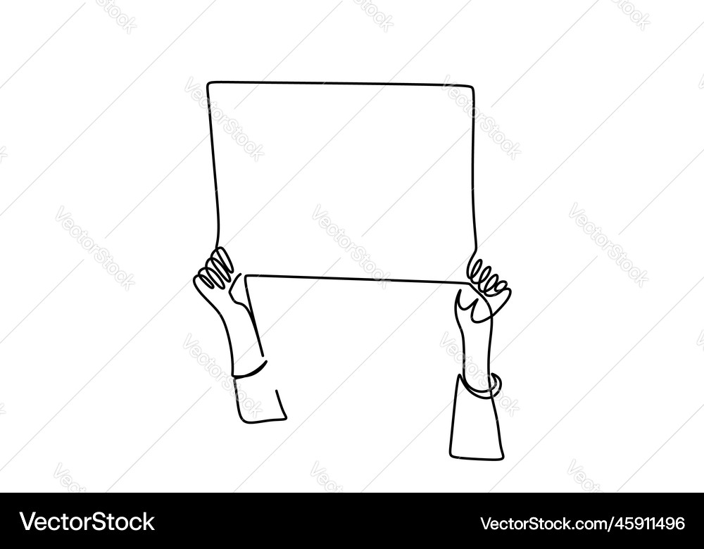 One continuous line drawing of a protester a hand Vector Image