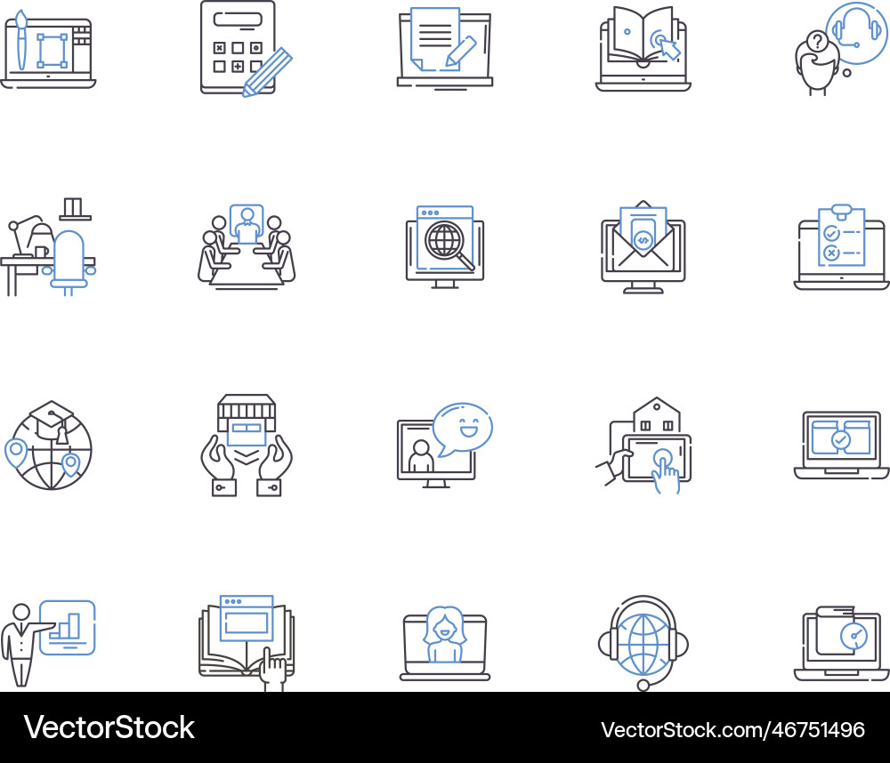 Online education outline icons collection Vector Image