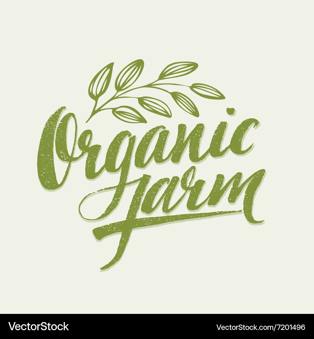 Organic farm modern brush lettering Royalty Free Vector