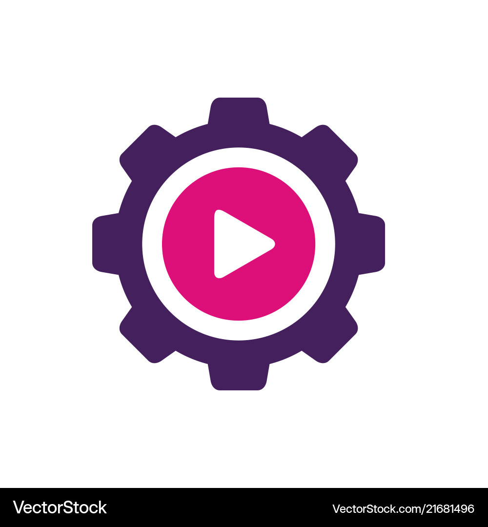 Play symbol combined with gear Royalty Free Vector Image