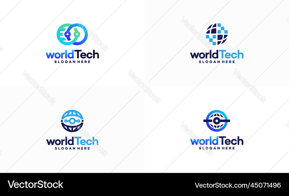 Set of modern world tech logo designs concept Vector Image
