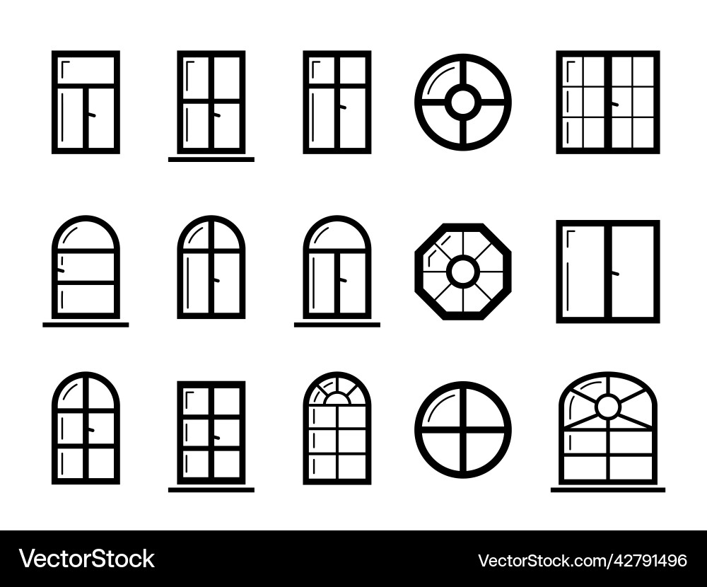 Set windows icon glyph style black icons arch Vector Image